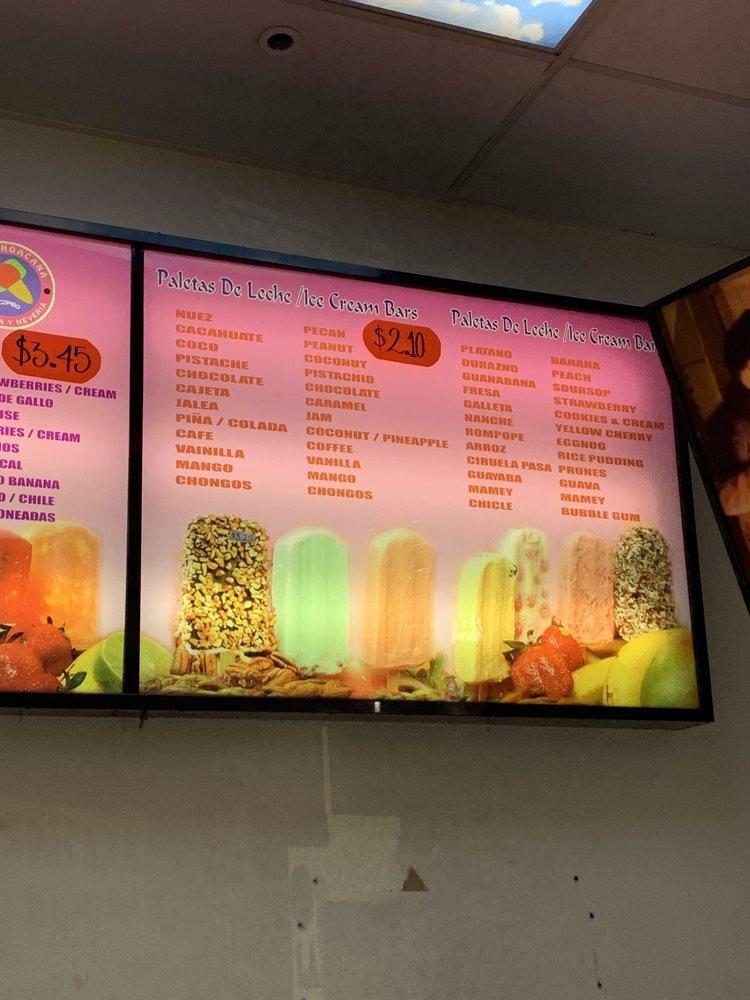 Carta del postres La Michoacana Paleteria Y Neveria, Baldwin Park ...