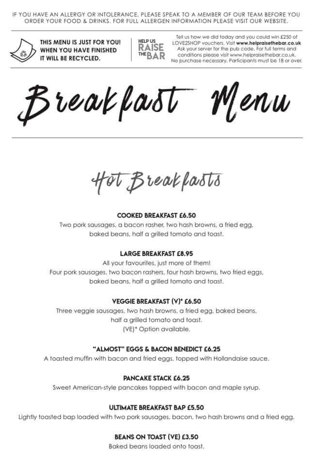 Menu at Longacre pub & bar, Skelton and Brotton