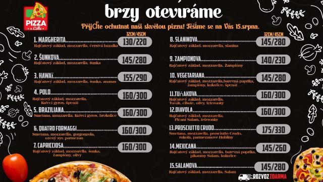 Menu at Pizza u Lidlu restaurant, Prague