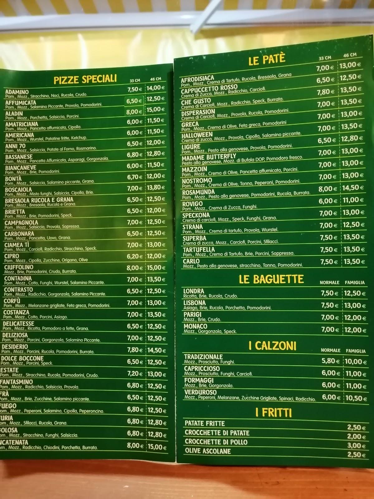 Menu da Rosticceria Pizzeria Guizza, Padova