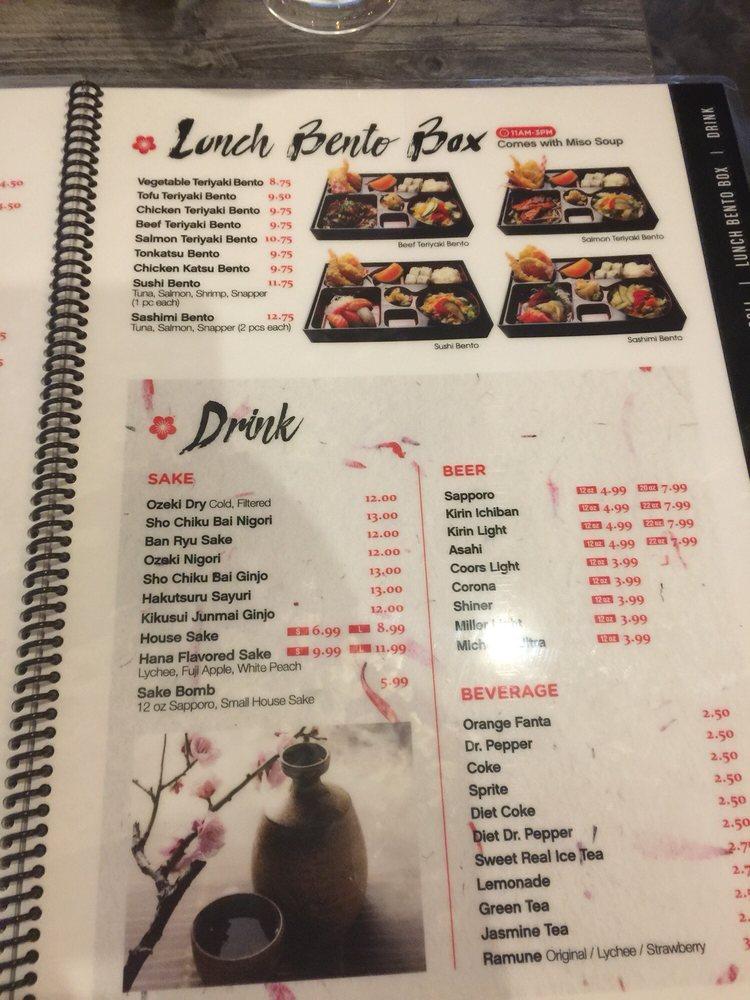 Menu at Sushi Kadan restaurant, Carrollton