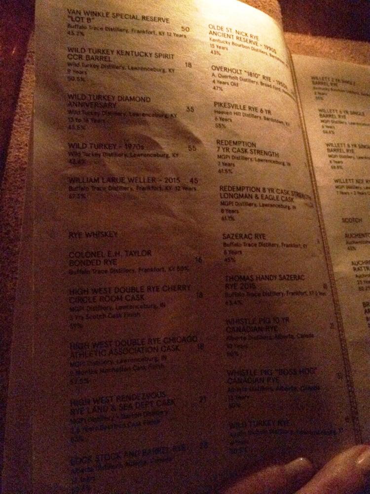 Menu at The Milk Room pub & bar, Chicago