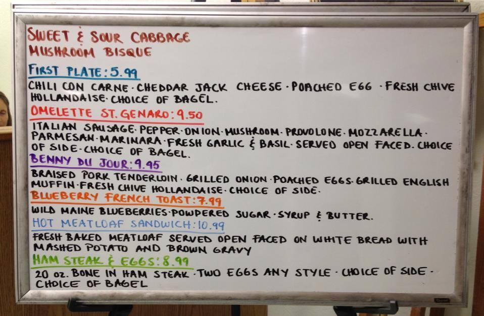 Menu at Weiss Deli restaurant, Henderson