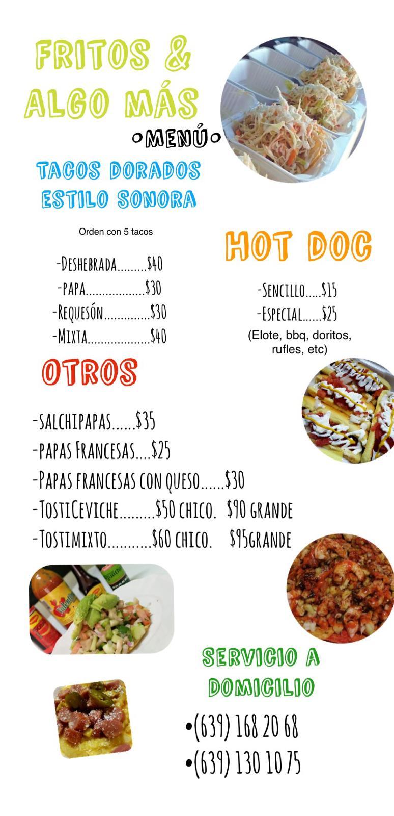 Menu at fritos&algomas restaurant, Delicias