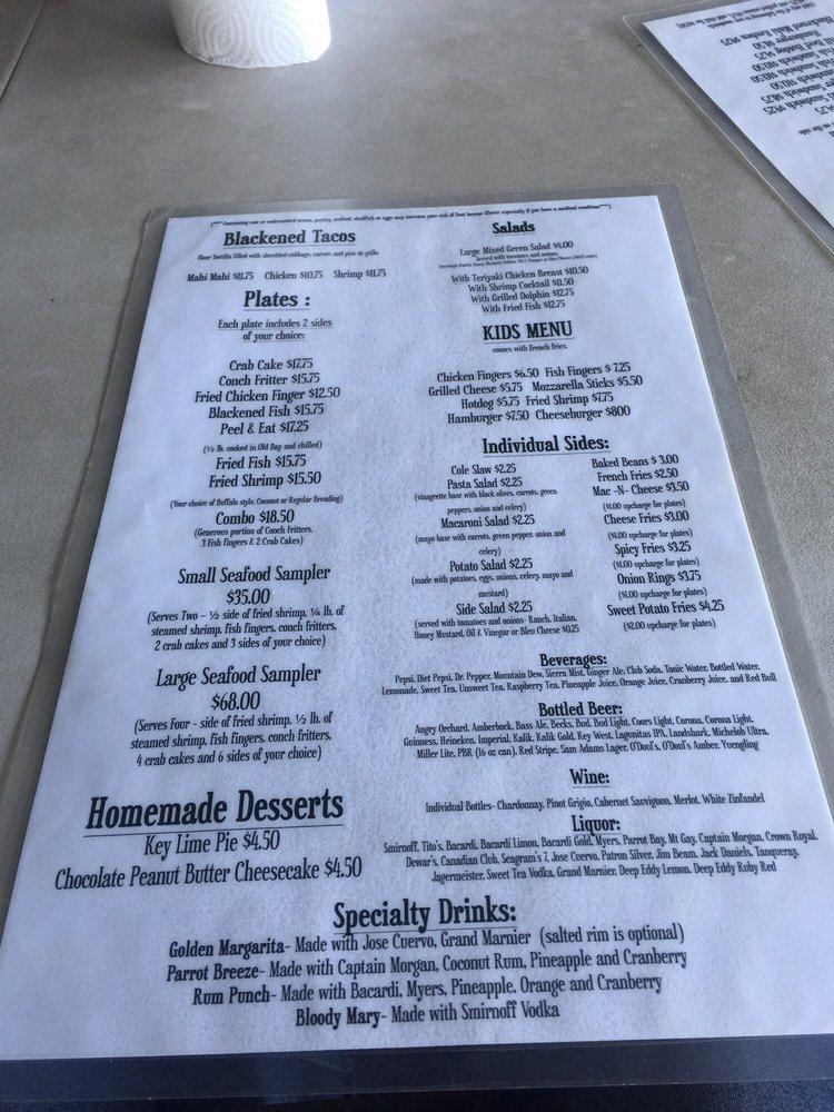 Menu at Alabama Jacks pub & bar, North Key Largo