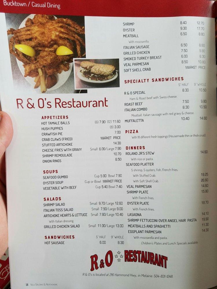 Menu at R & O Restaurant and Catering, Metairie