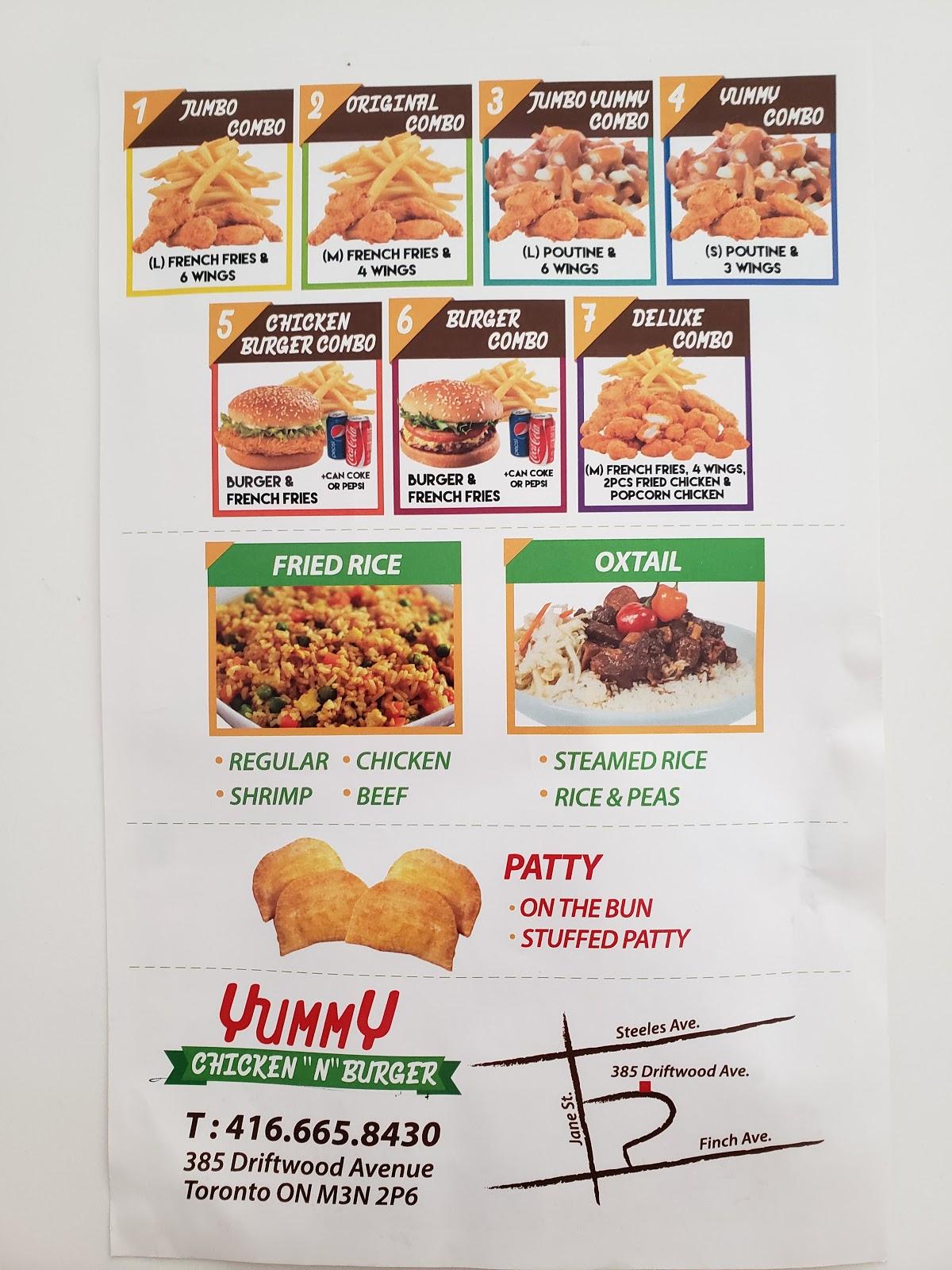 Menu at Yummy Chicken And Burger restaurant, Toronto, 385 Driftwood Ave