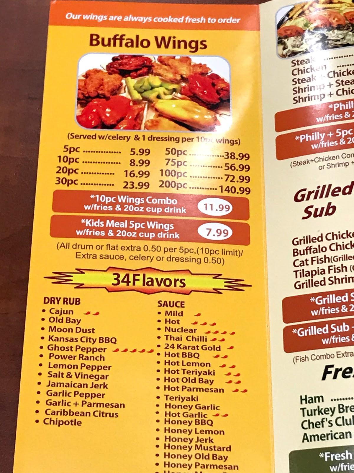 Menu at America's Best Wings restaurant, Norfolk, Tidewater Dr Suite 30