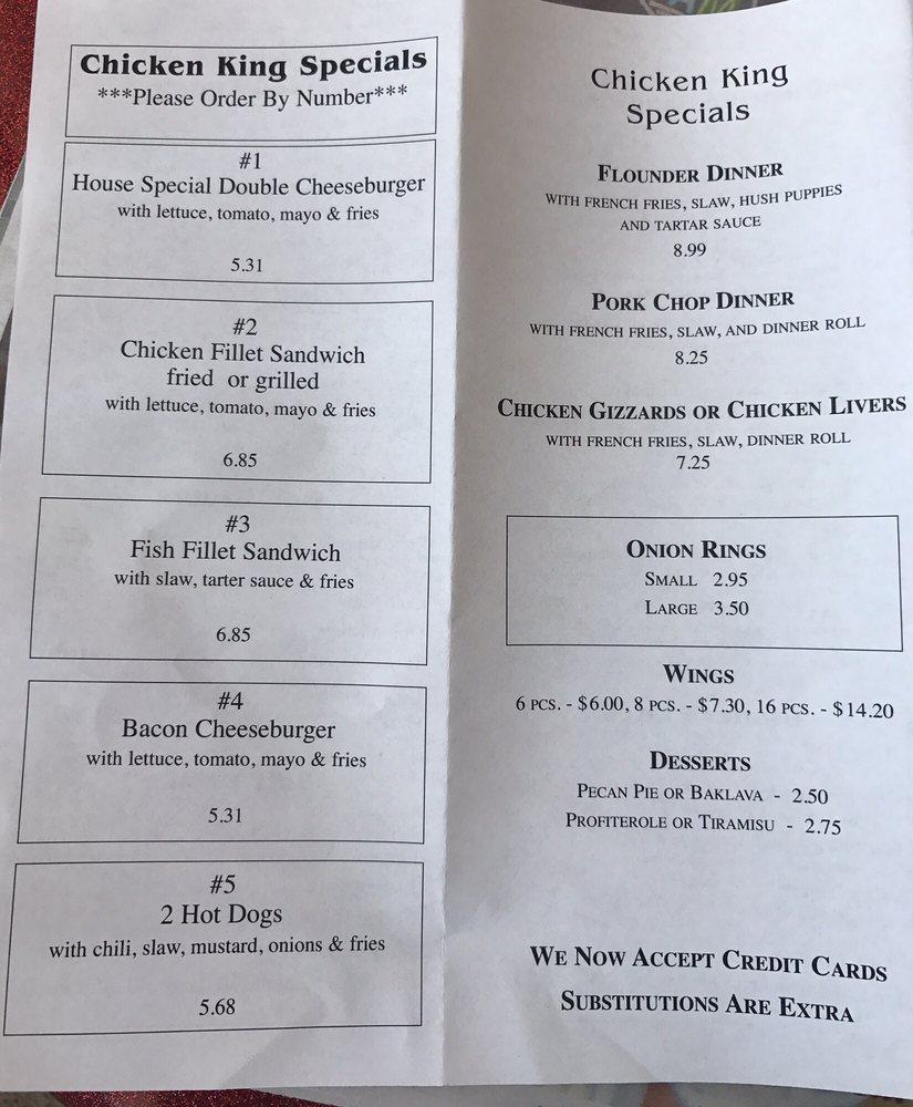 Menu at Chicken King restaurant, Charlotte, West Blvd