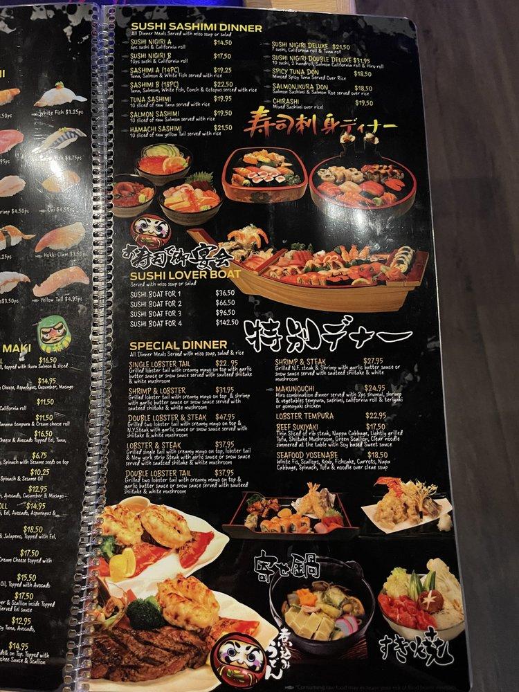 Menu at Hiro Japanese Restaurant, North Miami Beach