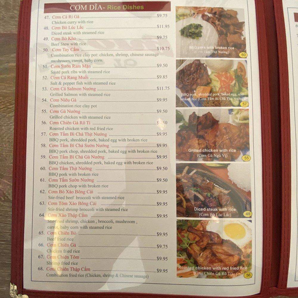 Menu at Pho Long restaurant, Colton
