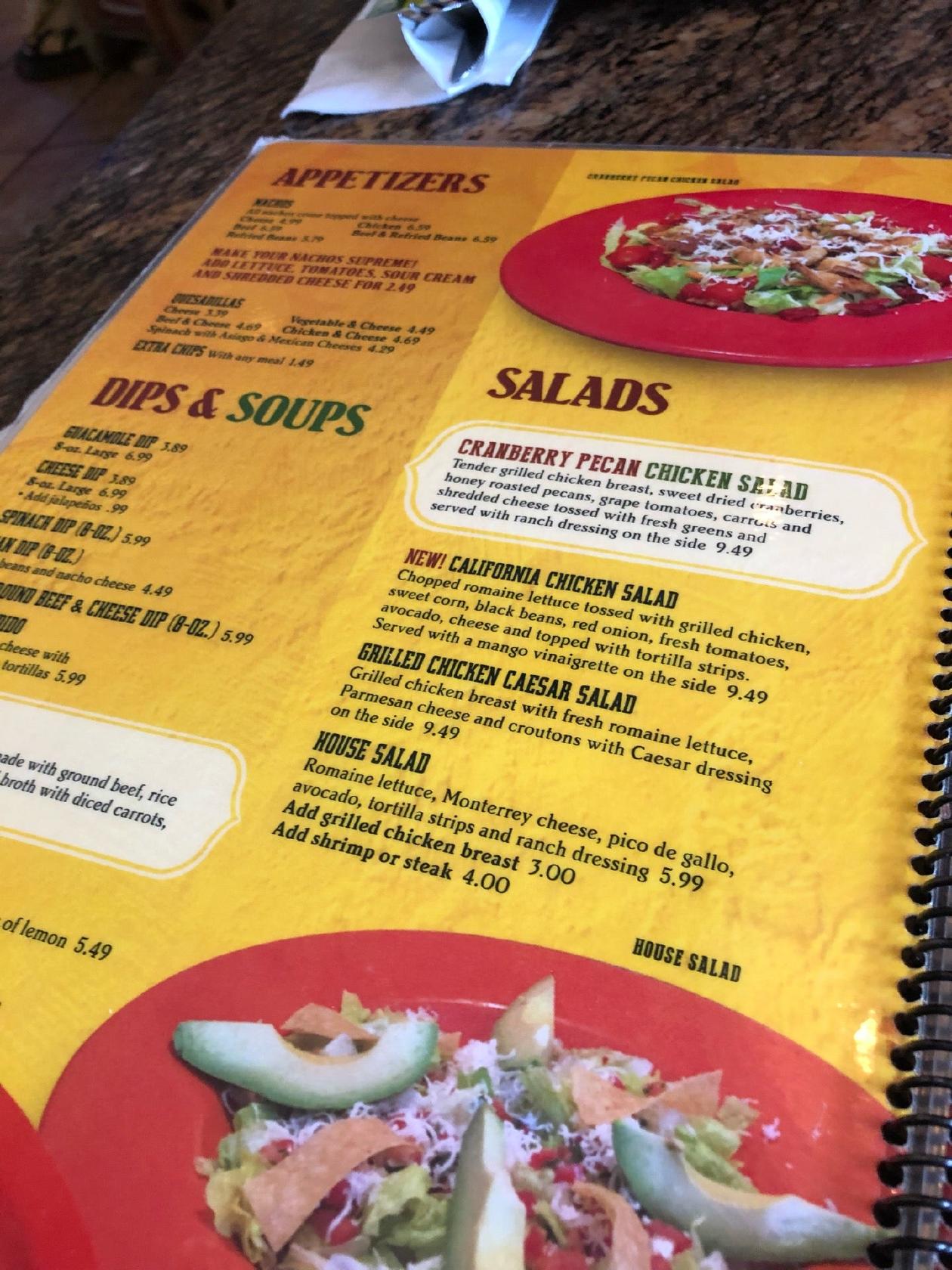 Menu at RANCHO FIESTA restaurant, Mansfield, S Trimble Rd