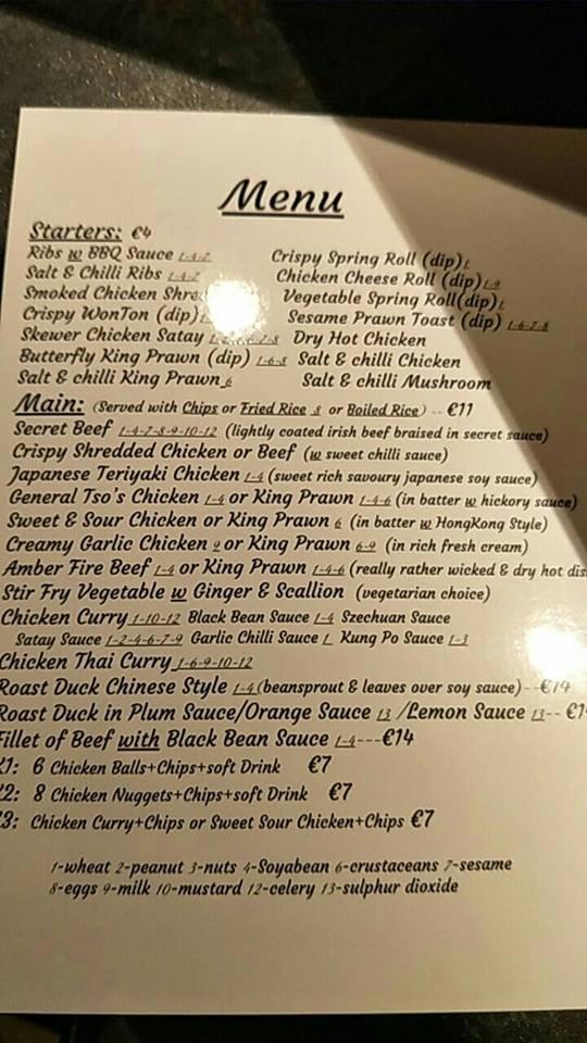 Menu at Secret Recipe restaurant, Castleisland