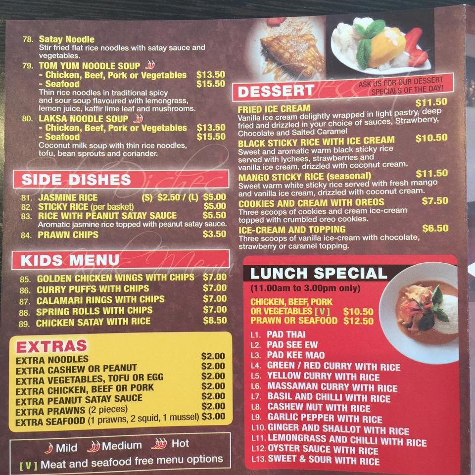 Menu at Valley Thai Restaurant, Green Valley, 19a/187 Wilson Rd