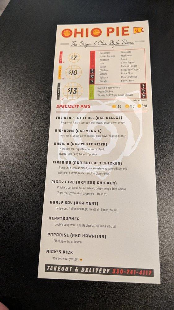 Menu at Ohio Pie Co pizzeria, Brunswick