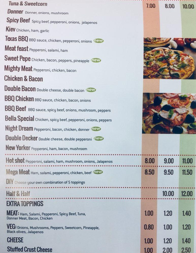 Menu at Pizza Bella pizzeria, Wetherby