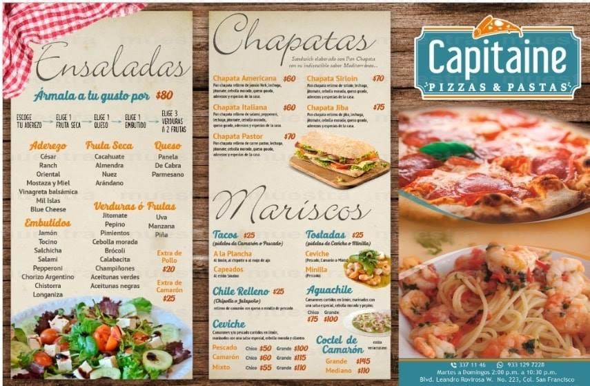 Menu at Pizzería Capitaine, Comalcalco