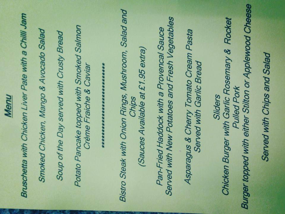 Menu at Rumblin Tum cafe, Moffat