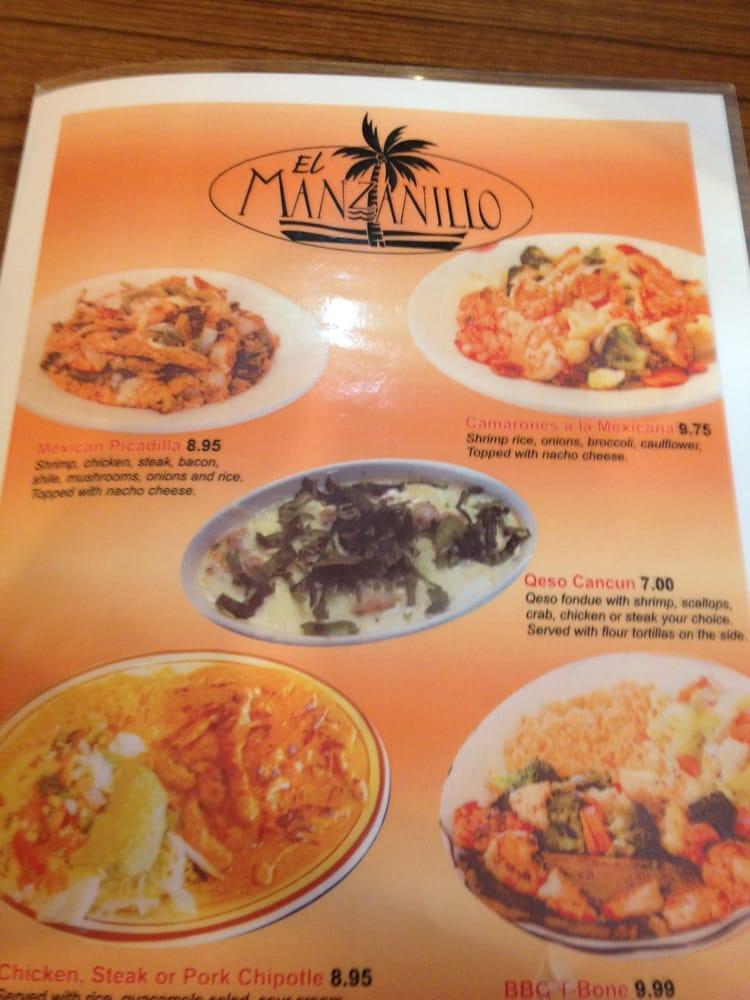 Menu at El Manzanillo restaurant, Blairsville, 51 Earnest St