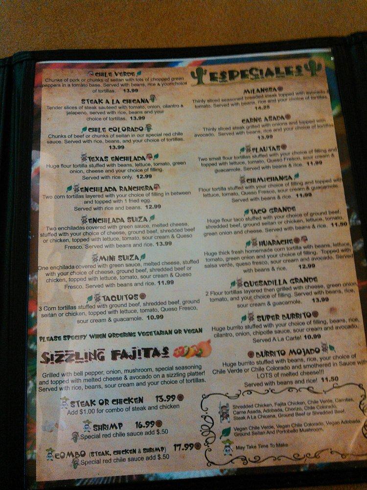Menu at El Zarape Restaurant, Yuba City