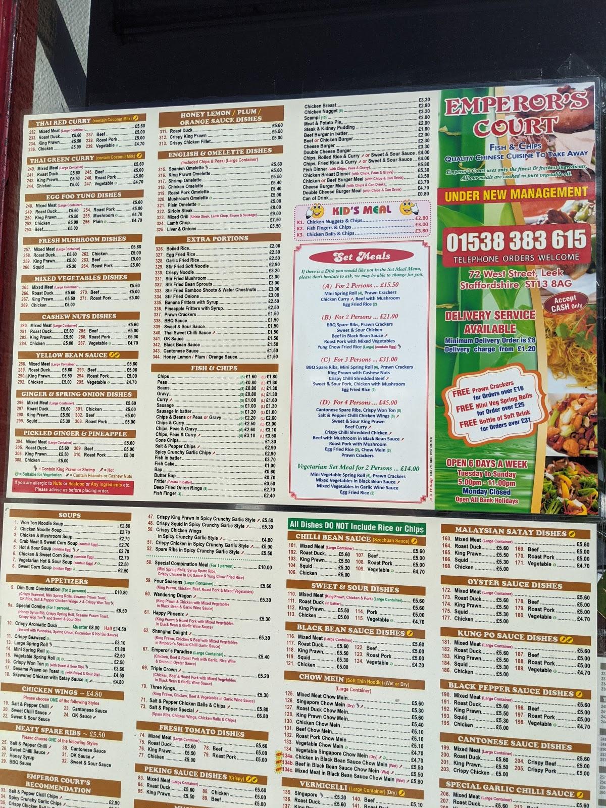 Menu at Emperors's Court fast food, Leek