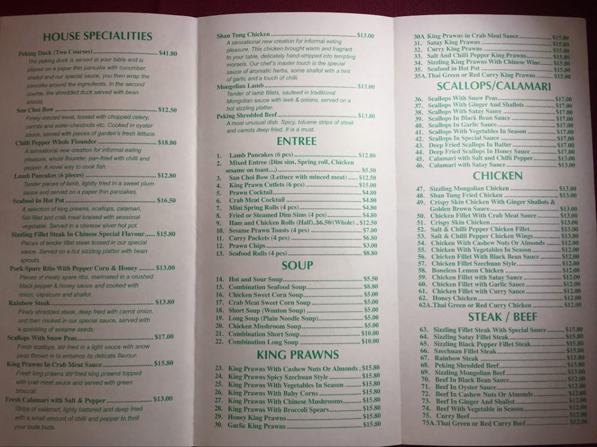 Menu at Golden Rose Restaurant, Moorebank