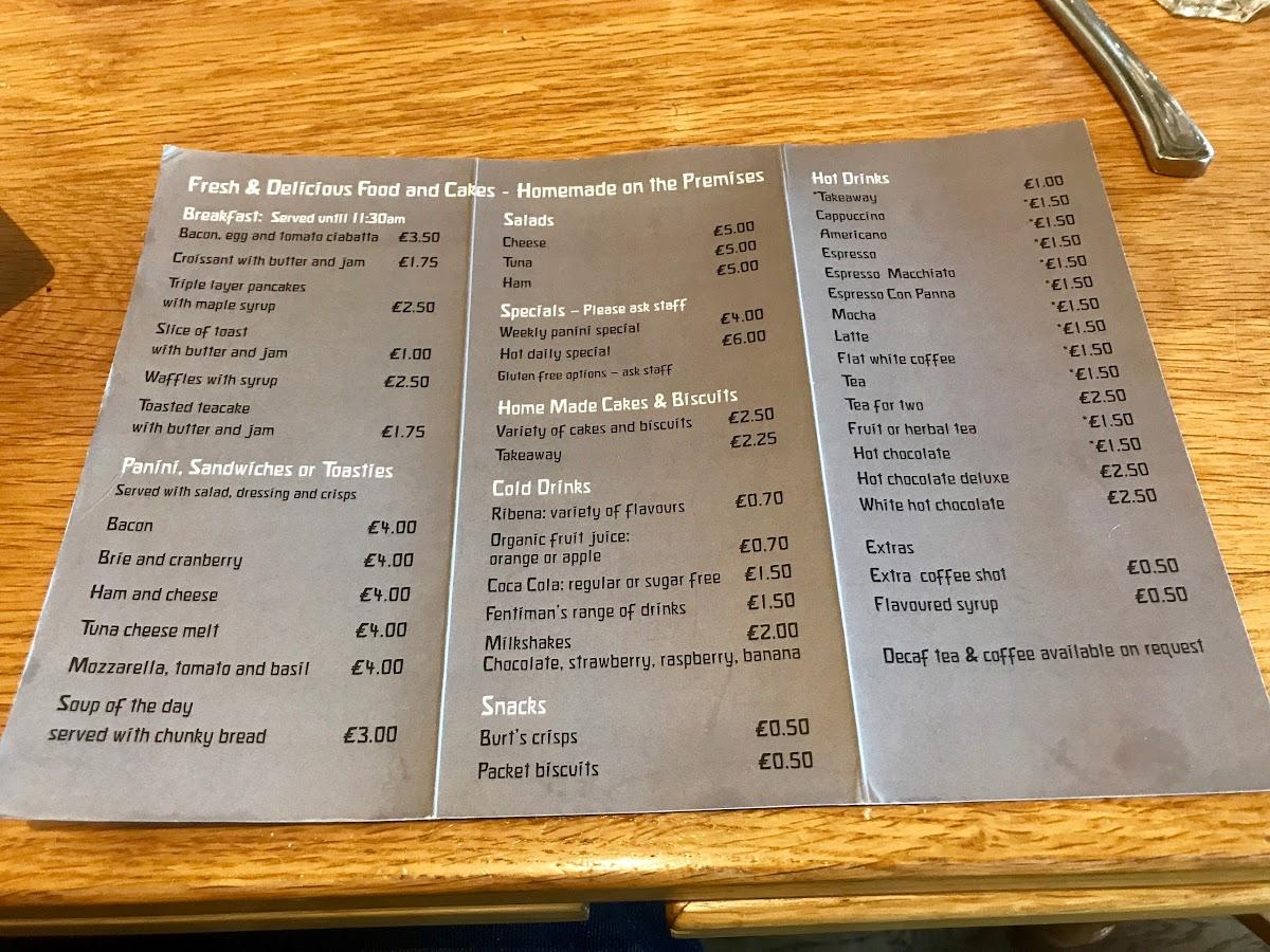 Menu at Halfway Cafe, Stroud