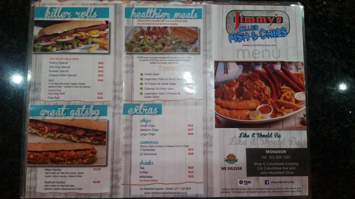 Menu at Jimmy's Killer Fish & Chips and Jimmys Killer Grills Mondeor ...