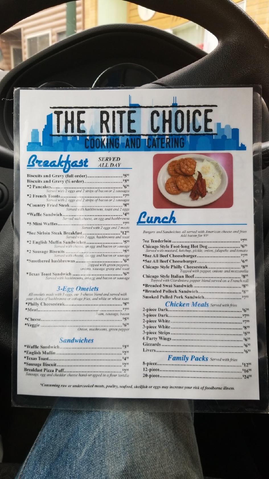 Menu at The Rite Choice Cooking & Catering restaurant, Cherokee