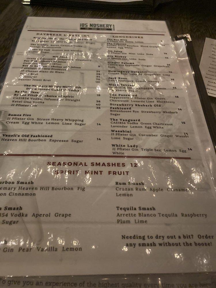 Menu at 105 Noshery pub & bar, Roseville