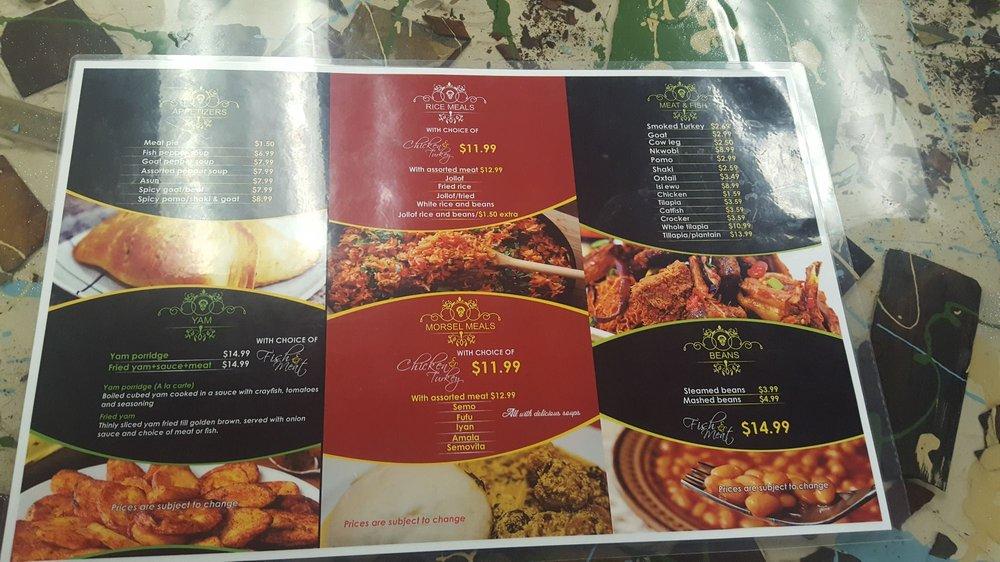 Menu at Eko African Cuisine restaurant, Indianapolis, W Pike Plaza Rd