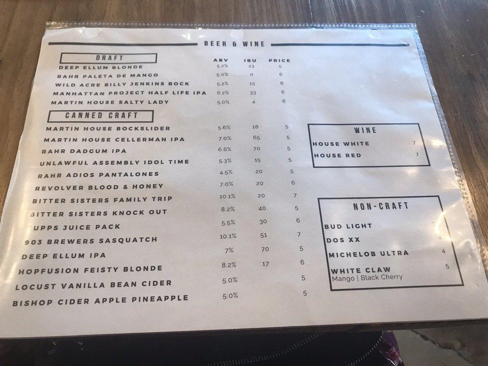 Menu at Game Theory Restaurant + Bar, Fort Worth, 804 S Main St