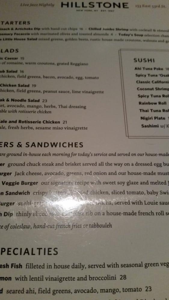 Menu at Hillstone restaurant, West New York, 888 3rd Ave