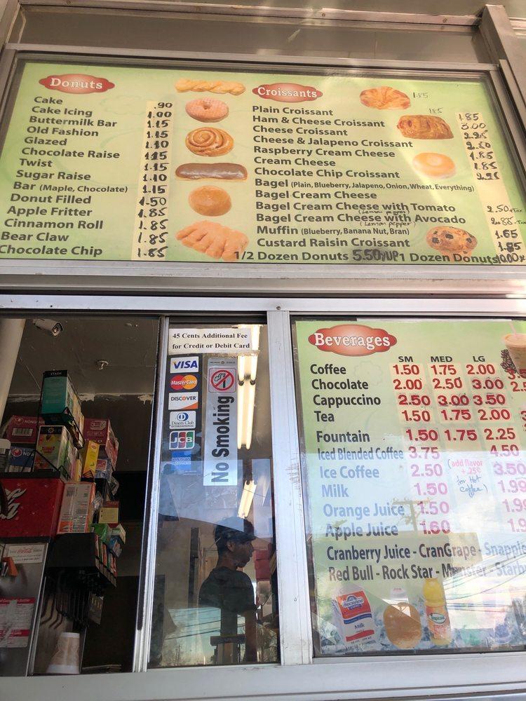 Menu at Sunrise Donuts restaurant, Pomona