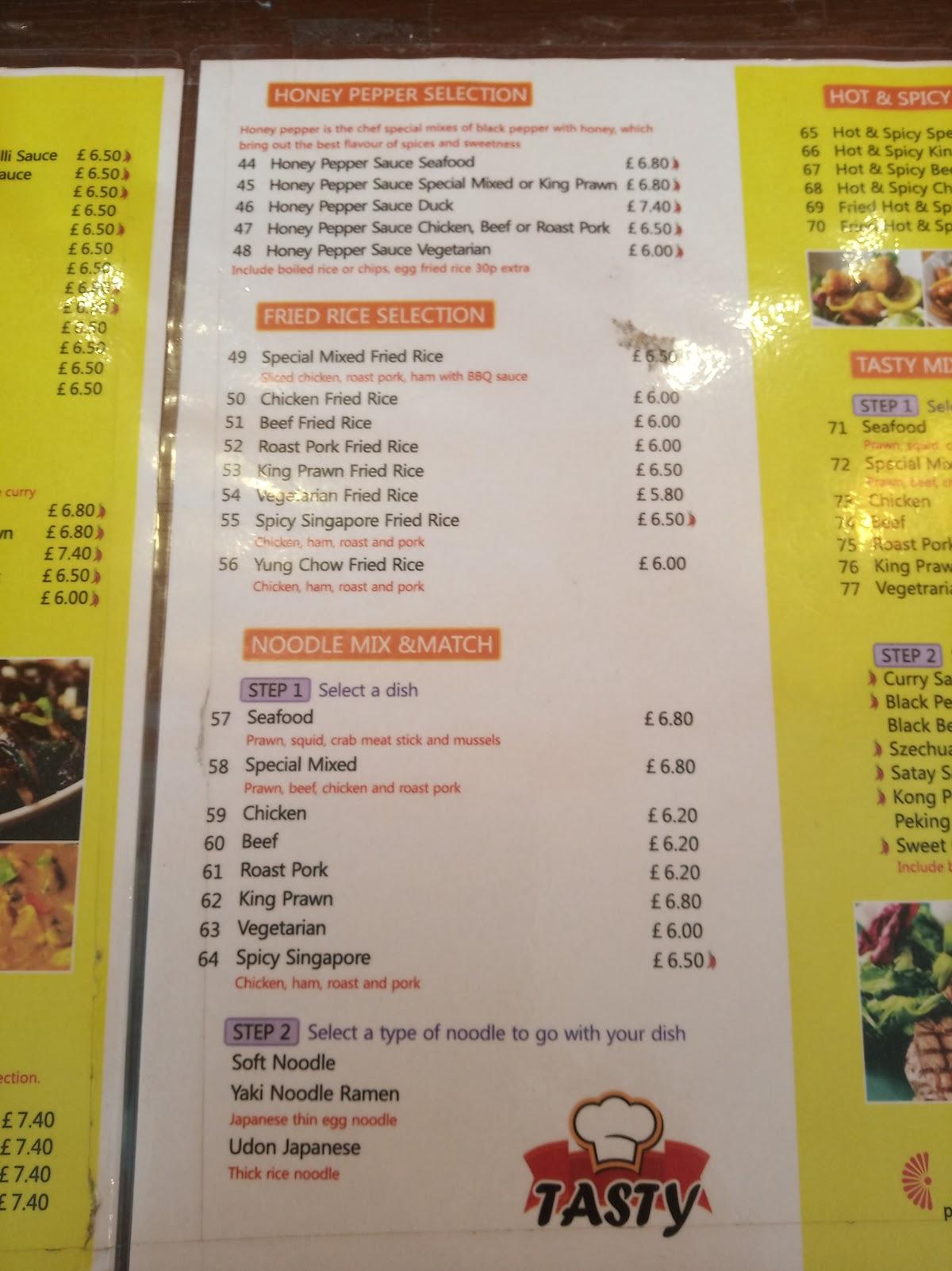 Menu at Tasty fast food, Belfast