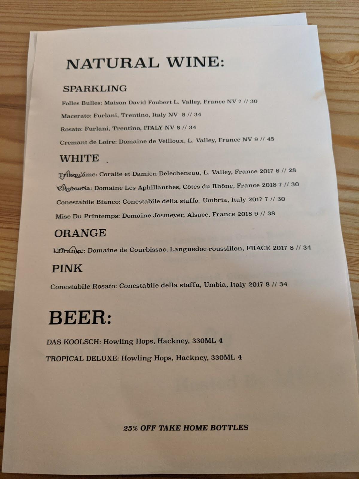 Menu at Cafe Melo, London