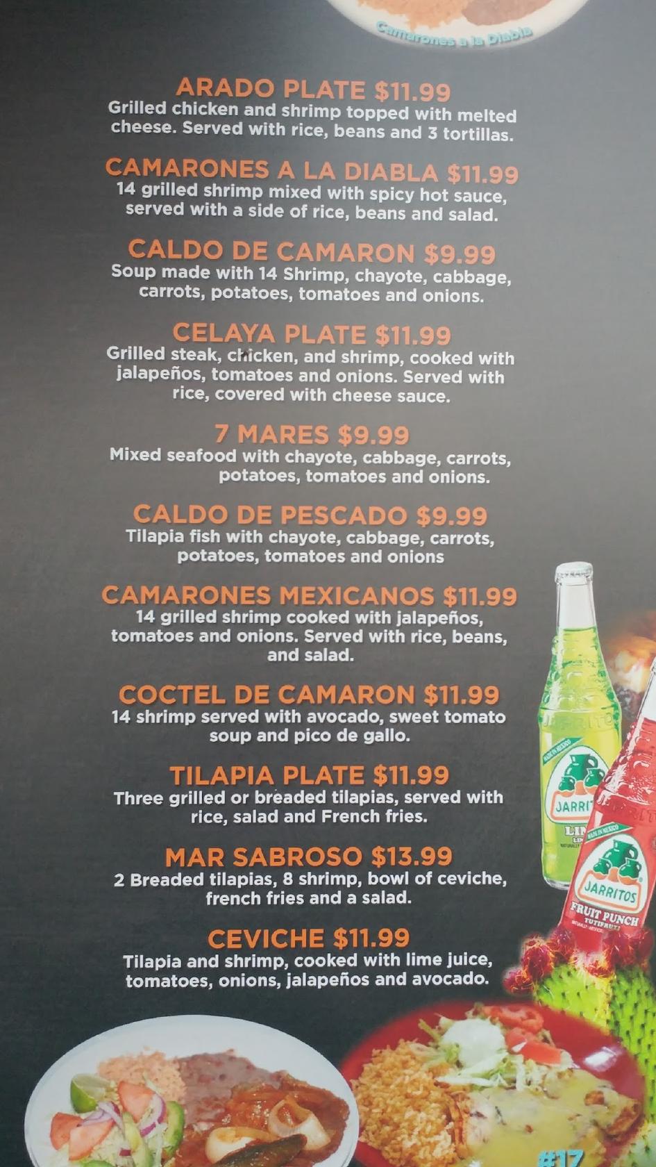 Menu at La Cabana restaurant, Lubbock