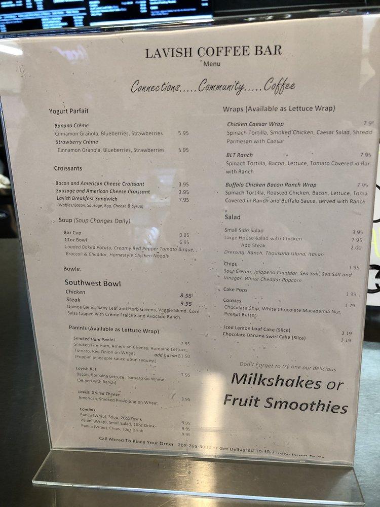 Menu at Lavish Coffee Bar, Jasper