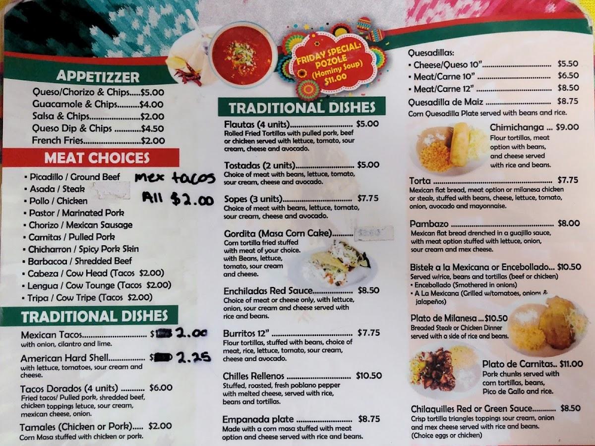 Menu at Taqueria Juanita restaurant, Port Orange