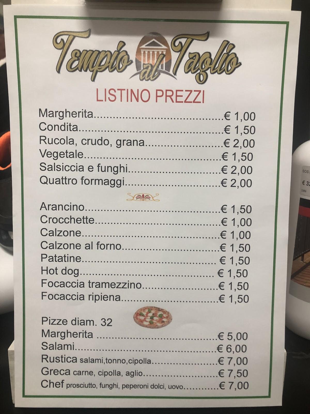 Menu da Tempio al Taglio ristorante, Cirò Marina