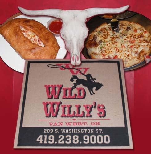 Menu at Wild Willy's pizzeria, Van Wert