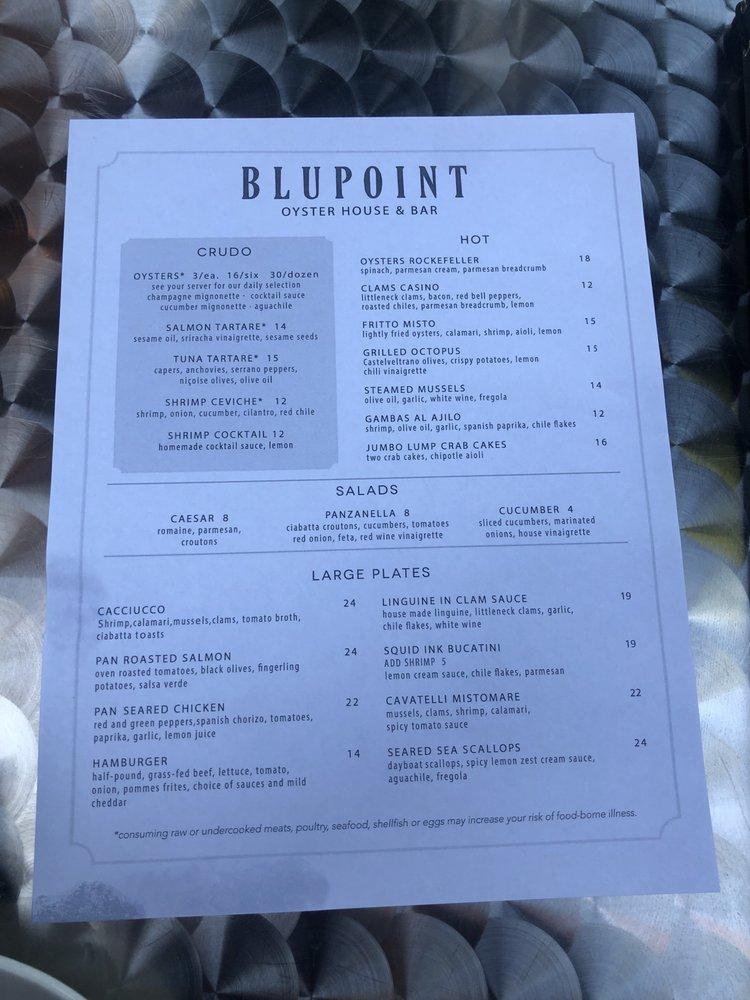Menu at Blupoint Coastal Kitchen pub & bar, Indianapolis