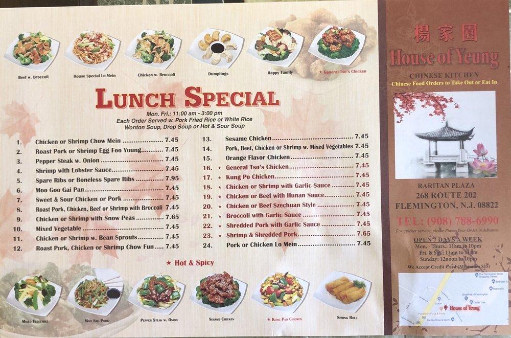 Menu at House of Yeung restaurant, Flemington, 268 US-202