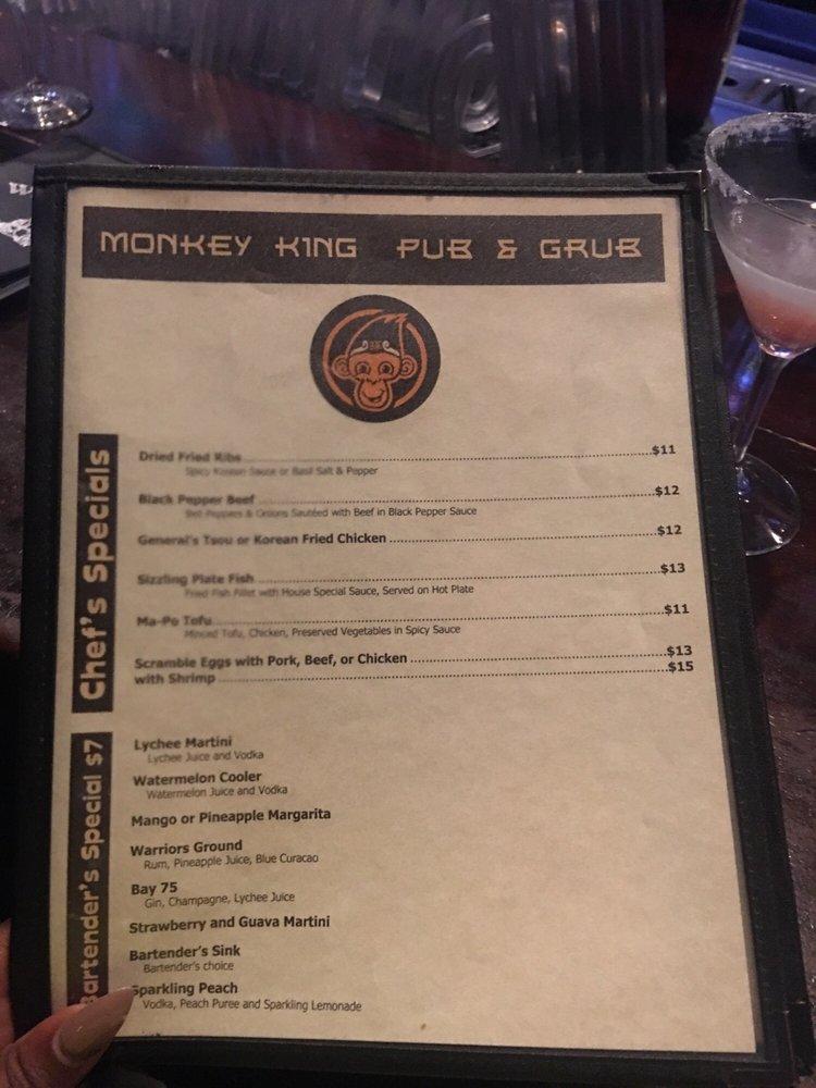 Menu at Monkey King Pub & Grub, Alameda