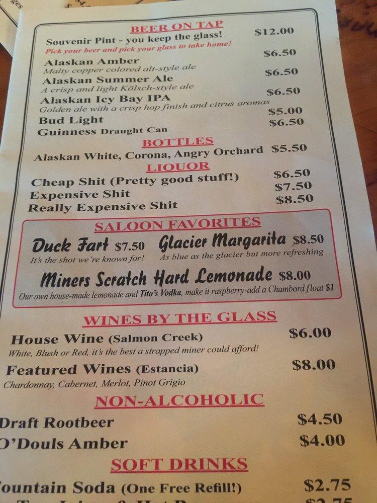 Menu at Red Dog Saloon pub & bar, Juneau