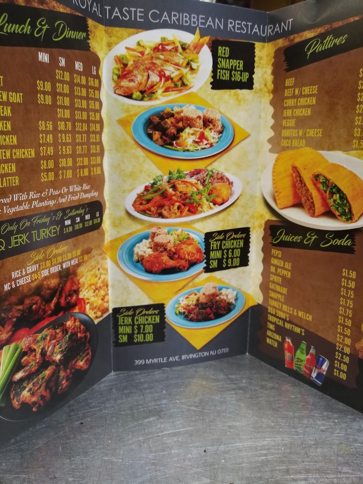 Menu at Royal Taste Caribbean Restaurant, Irvington