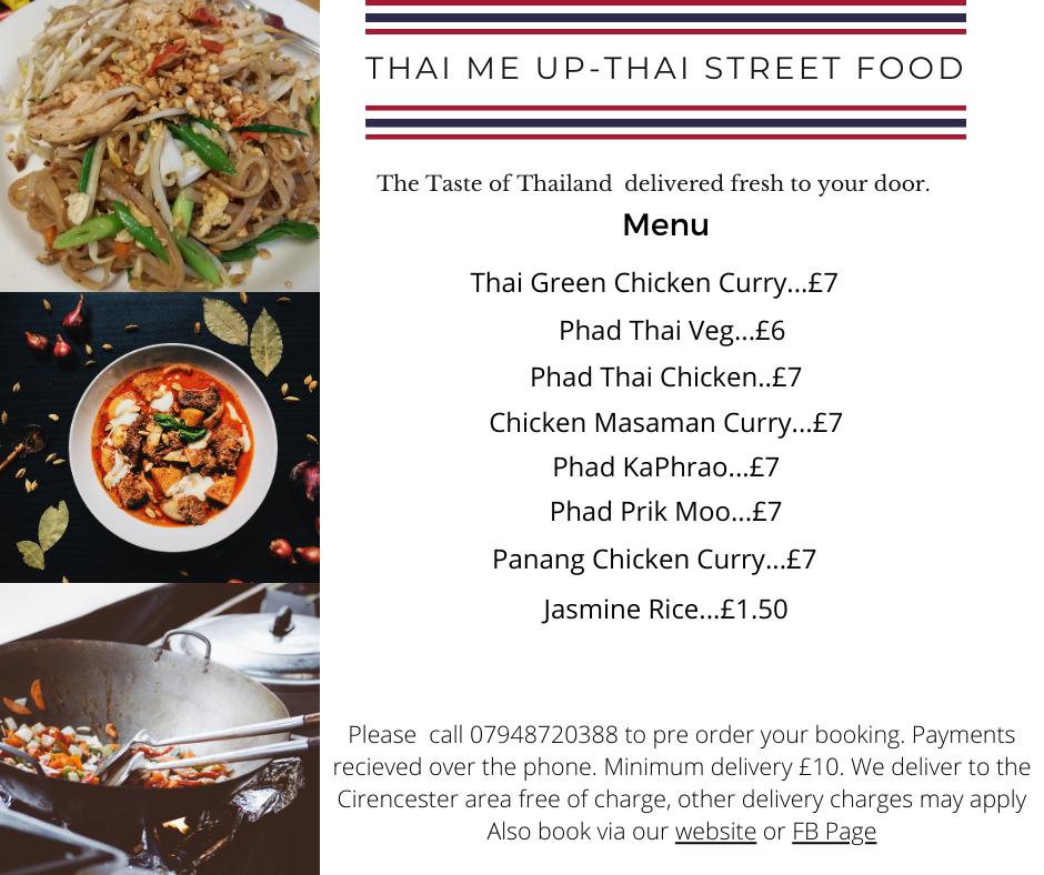 Menu at Thai Me Up restaurant, Cirencester