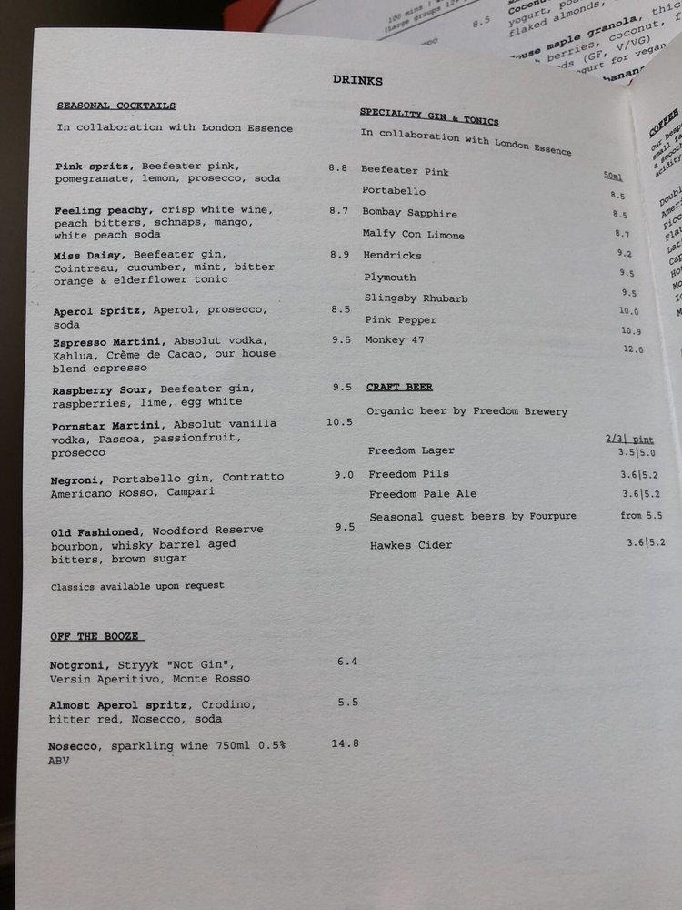 Menu at Timmy Green pub & bar, London