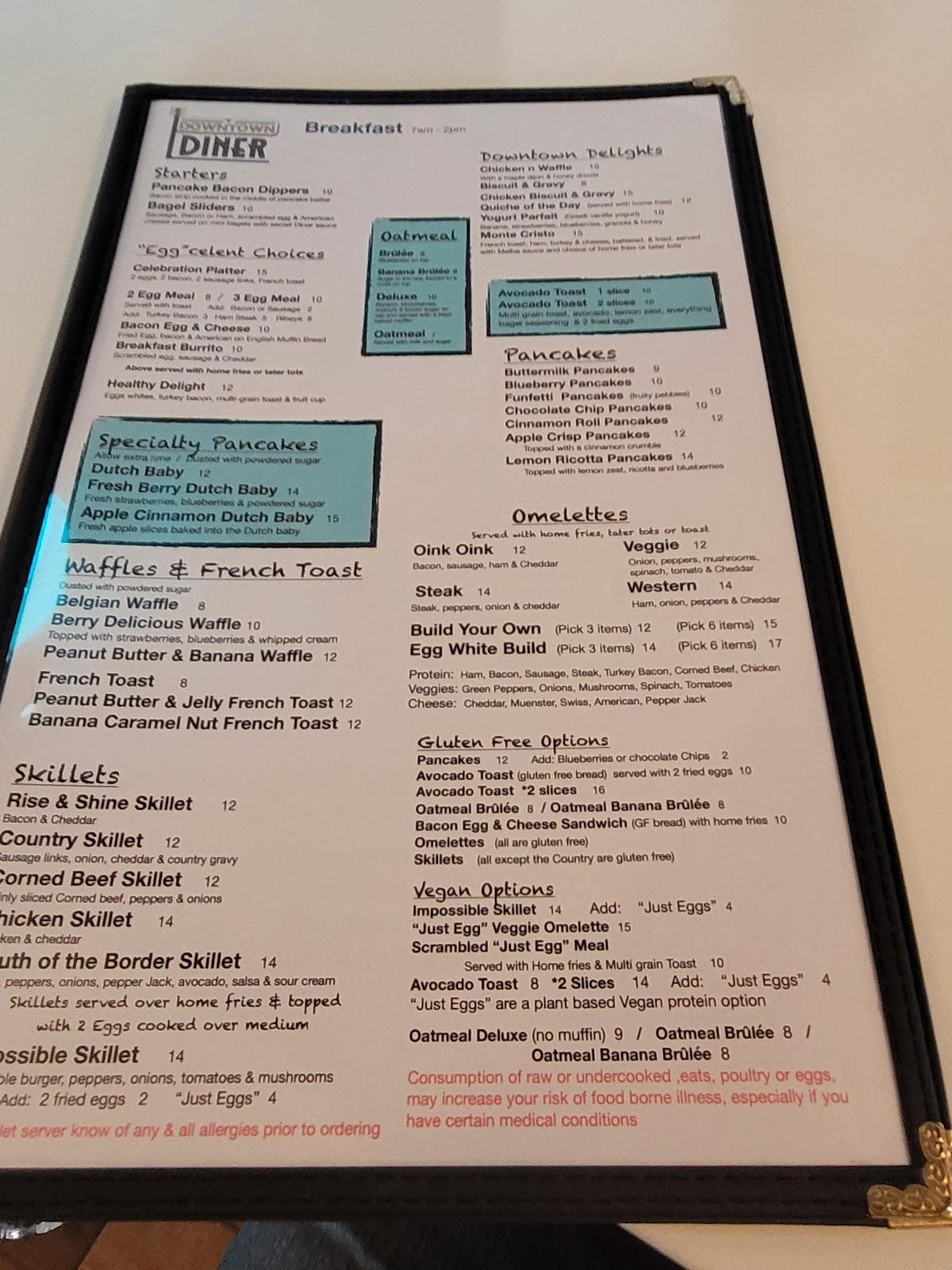Menu at Downtown Diner Celebration restaurant, Celebration