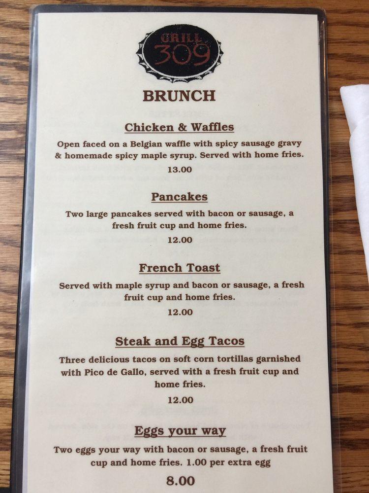 Menu at Grill 309 pub & bar, Culpeper